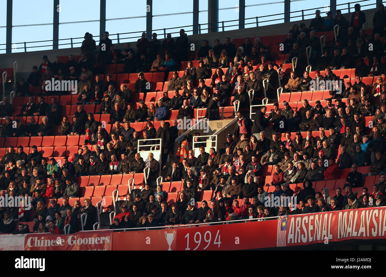 Empty seats at the Emirates Stadium during the Premier League match at ...