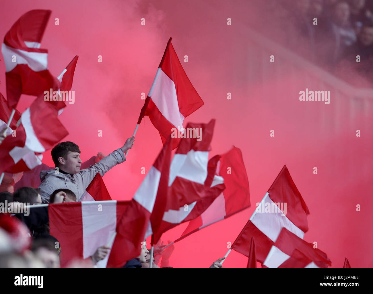 Middlesbrough fans in the stands show their support during the Premier ...