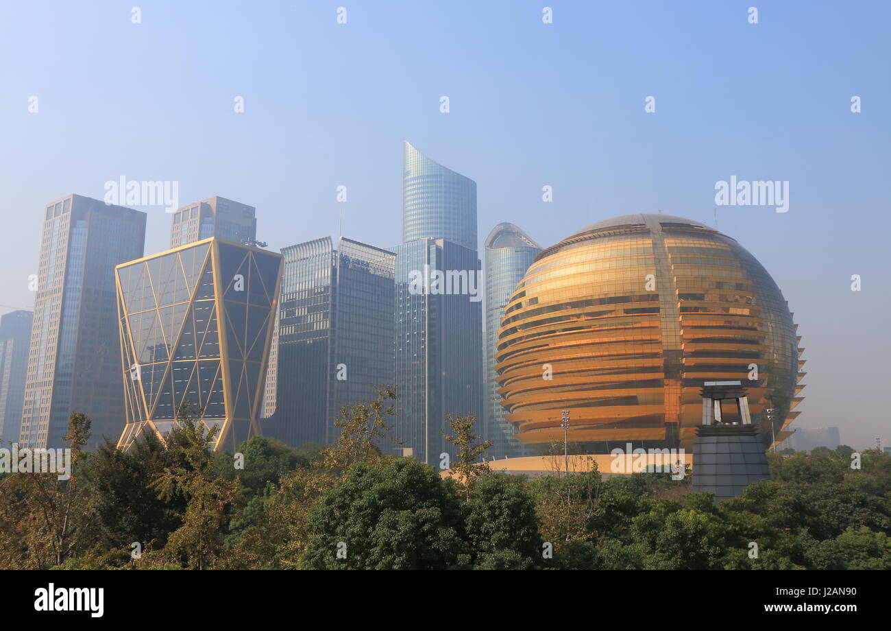 Jiangjin road business district cityscape in Hangzhou China Stock Photo ...