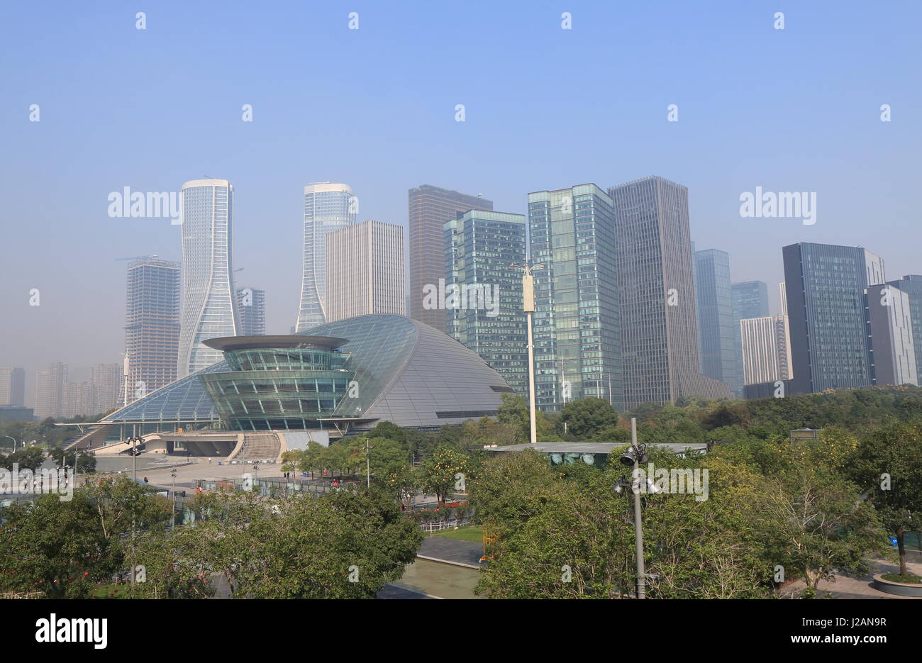Jiangjin road business district cityscape in Hangzhou China Stock Photo ...