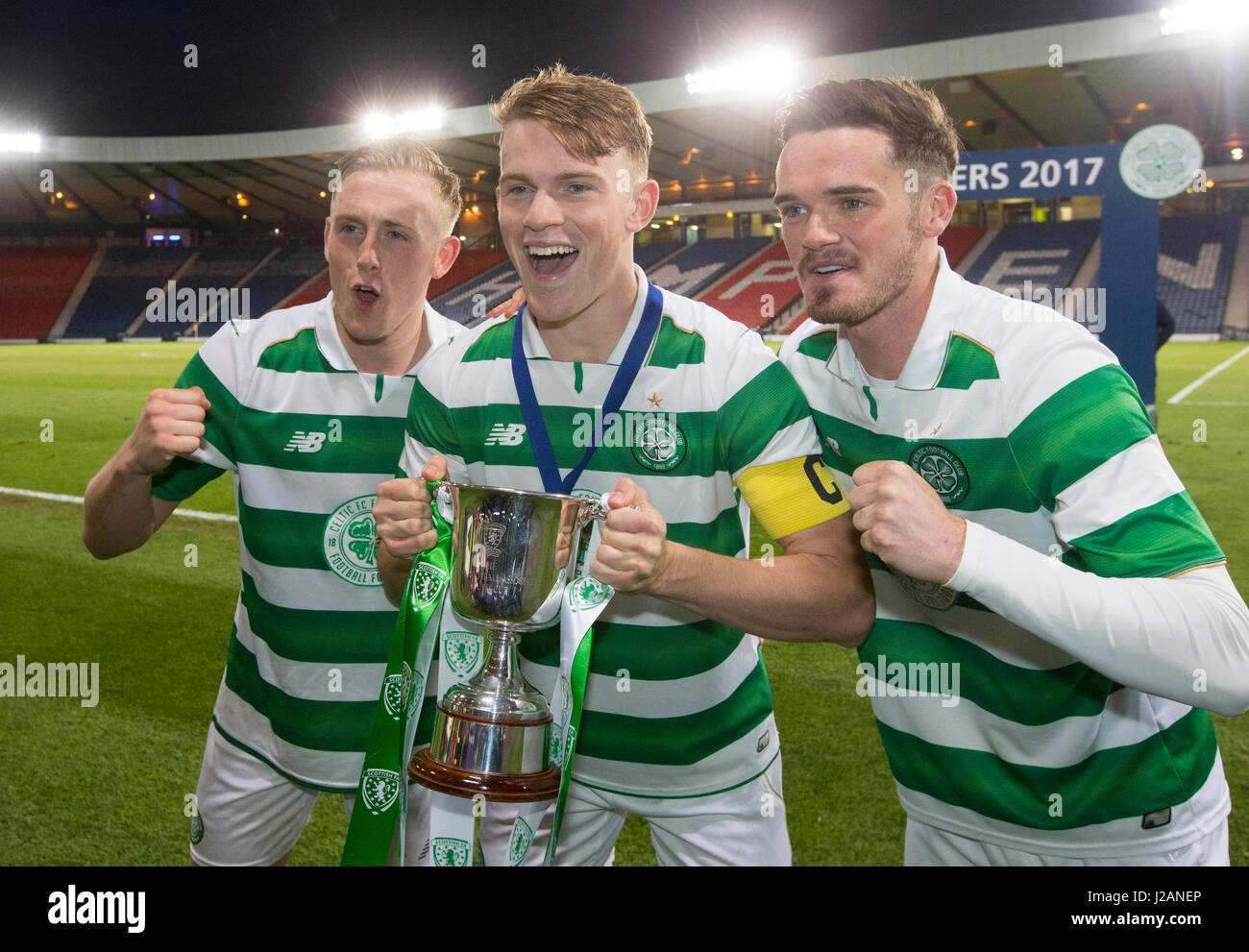 Celtic's (from left to right) Calvin Nesbitt, Sam Wardrop and Aidan ...