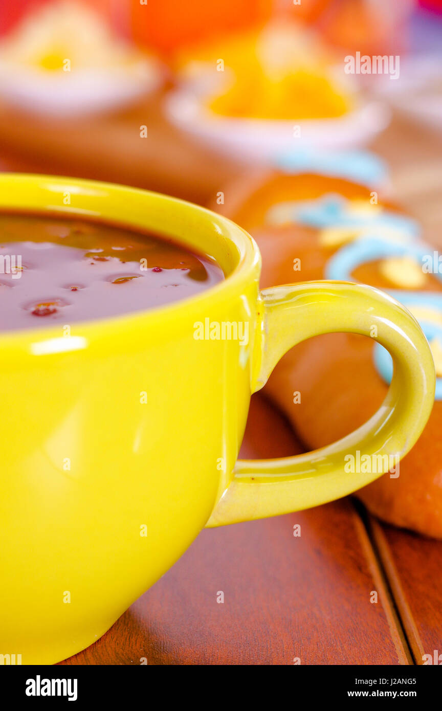 Yellow bowl with traditional tasty latin american colada morada berry ...