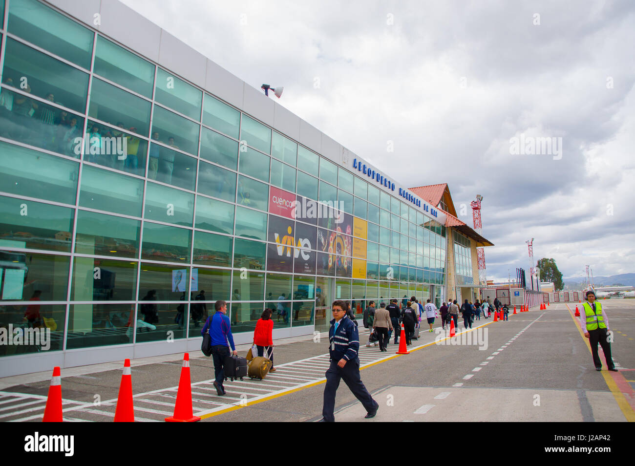 Cuenca, Ecuador - April 22, 2015: Passengers entering airport terminal ...
