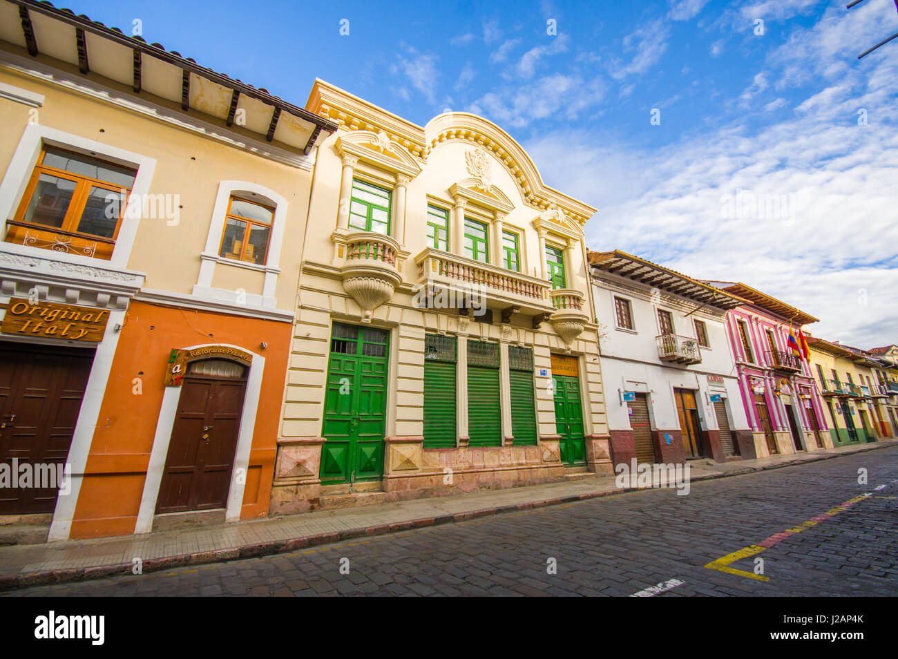 Cuenca, Ecuador - April 22, 2015: Bridgestone roads in city centre with ...
