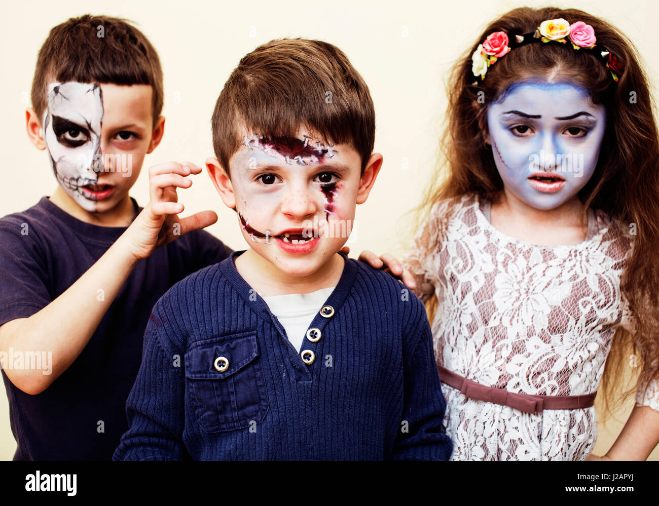 zombie apocalypse kids concept. Birthday party celebration facepaint on ...