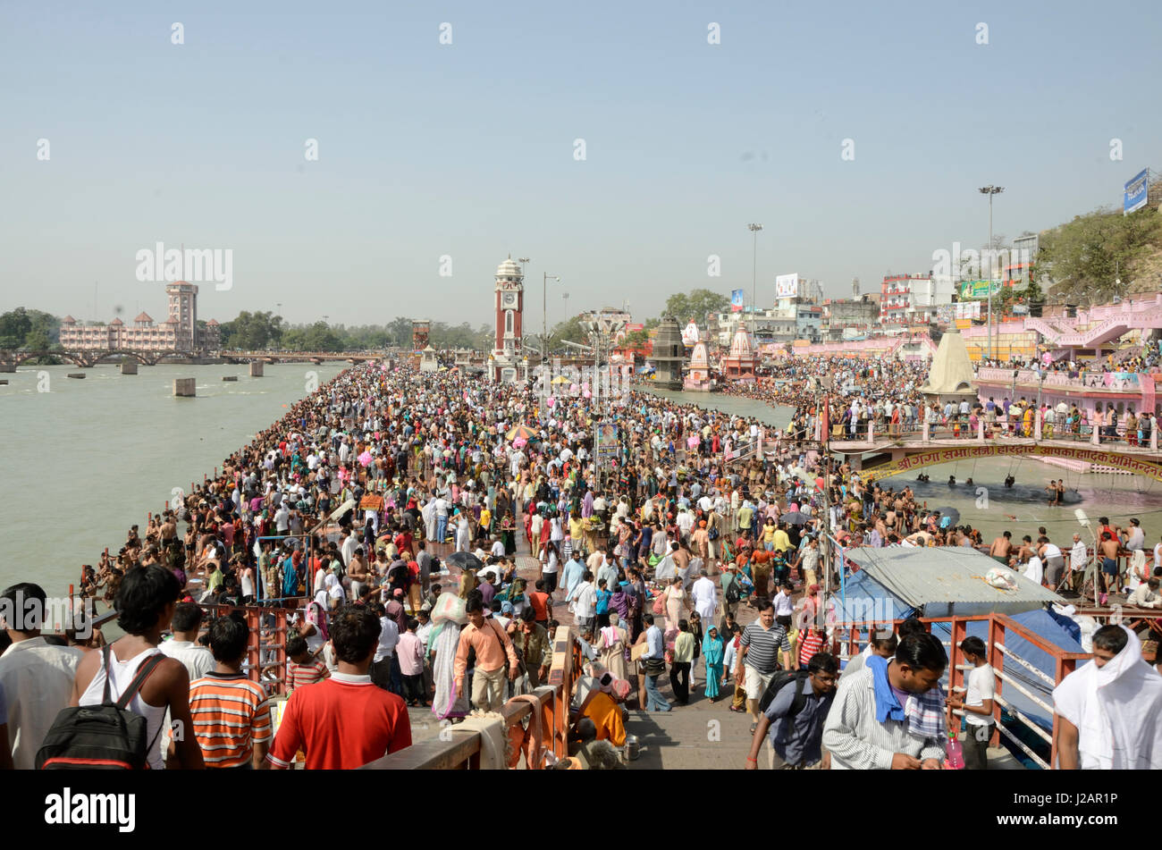 Pilgrims bath on the Ganges River Stock Photo - Alamy