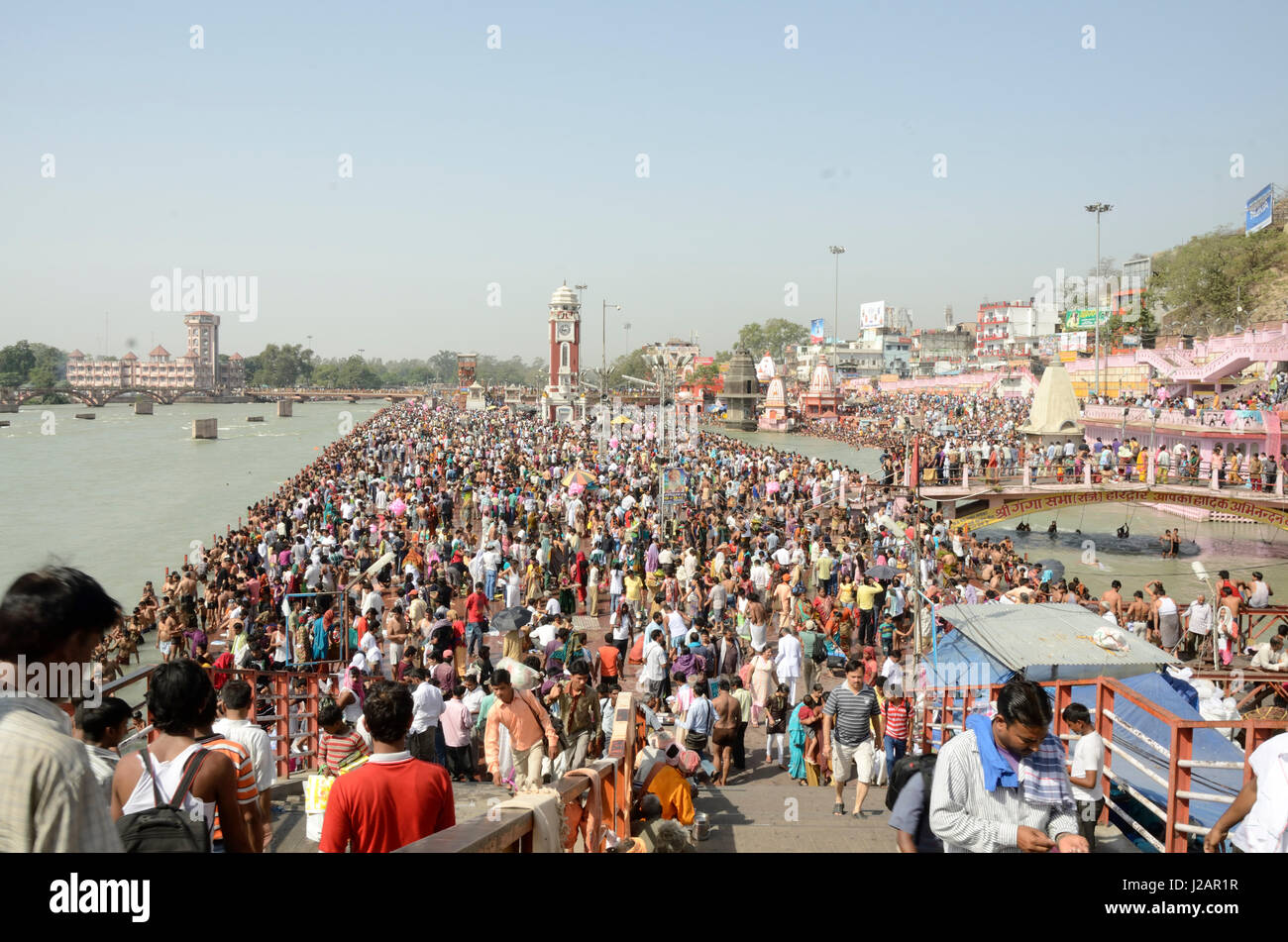 Pilgrims bath on the Ganges River Stock Photo - Alamy