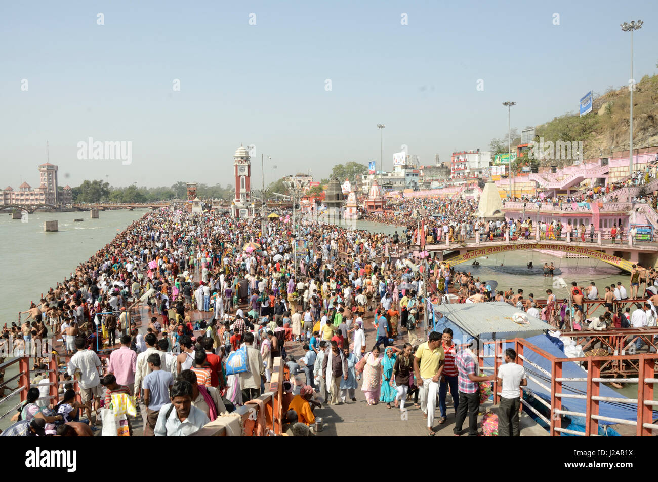 Pilgrims bath on the Ganges River Stock Photo - Alamy