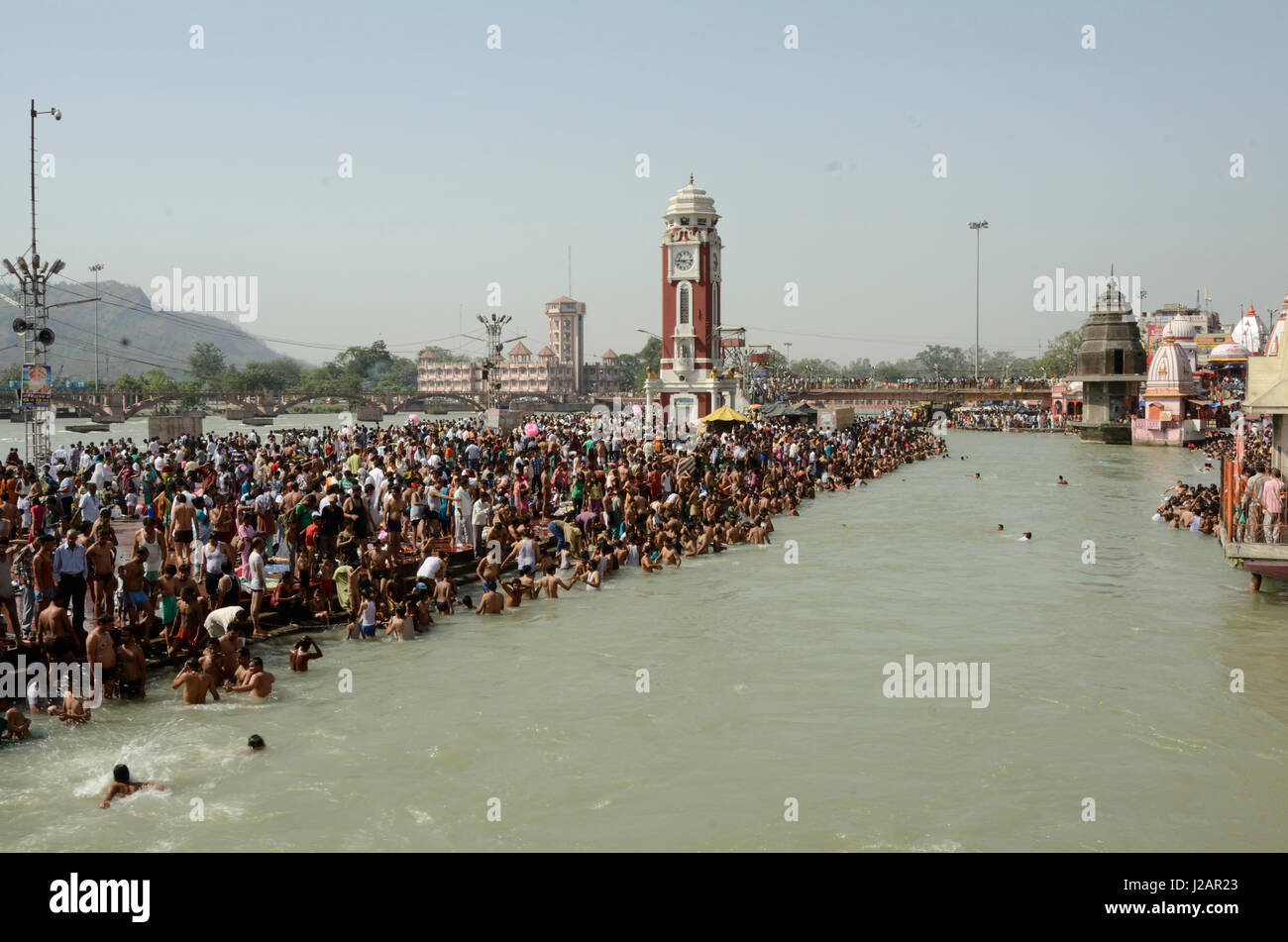 Pilgrims bath on the Ganges River Stock Photo - Alamy