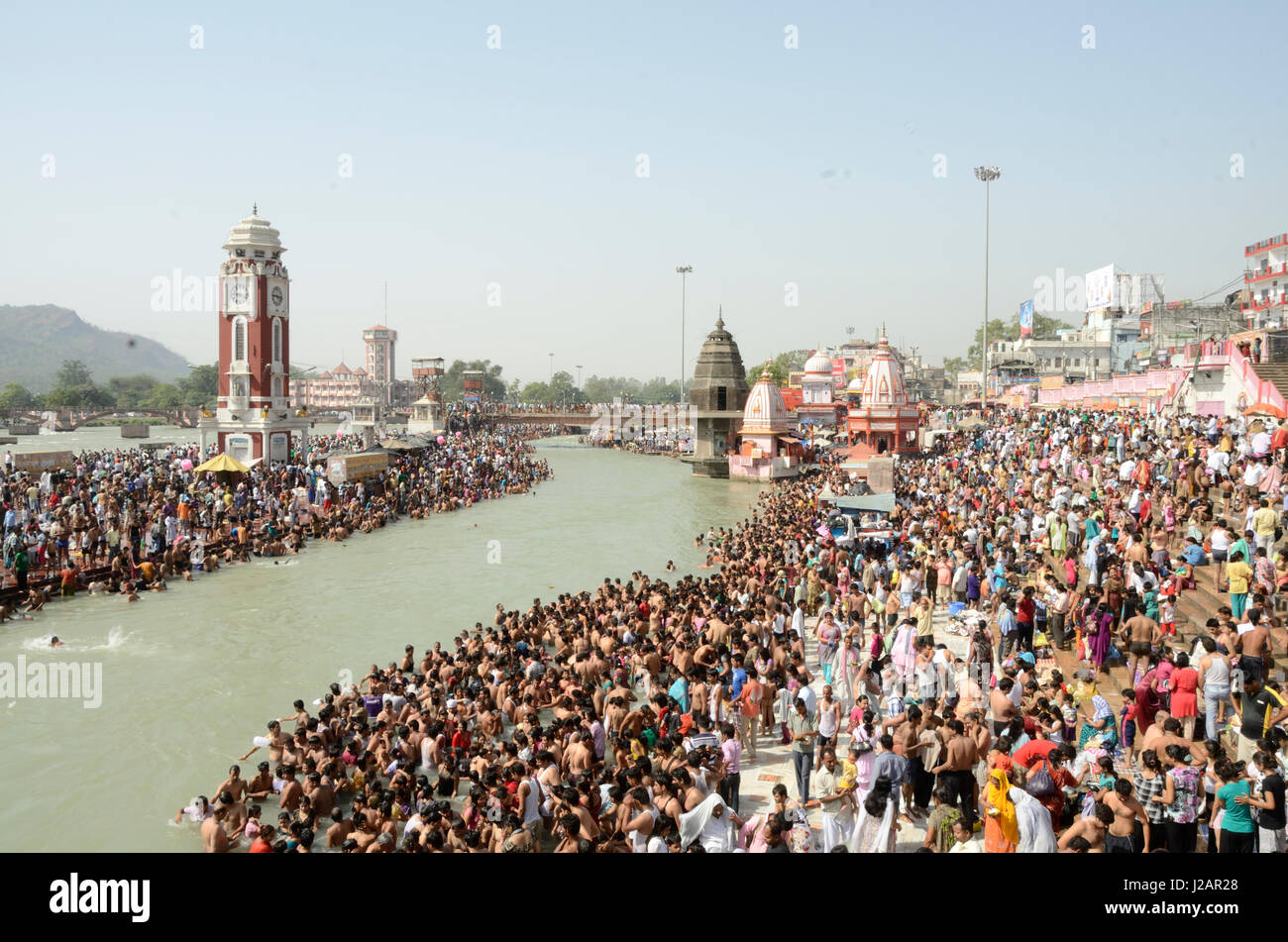 Pilgrims bath on the Ganges River Stock Photo - Alamy