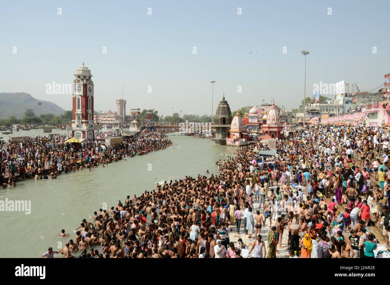 Pilgrims bath on the Ganges River Stock Photo - Alamy