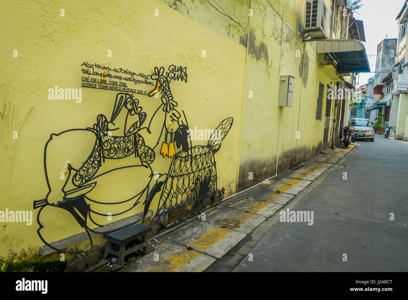 George Town, Malaysia - March 10, 2017: Interesting street art iron ...