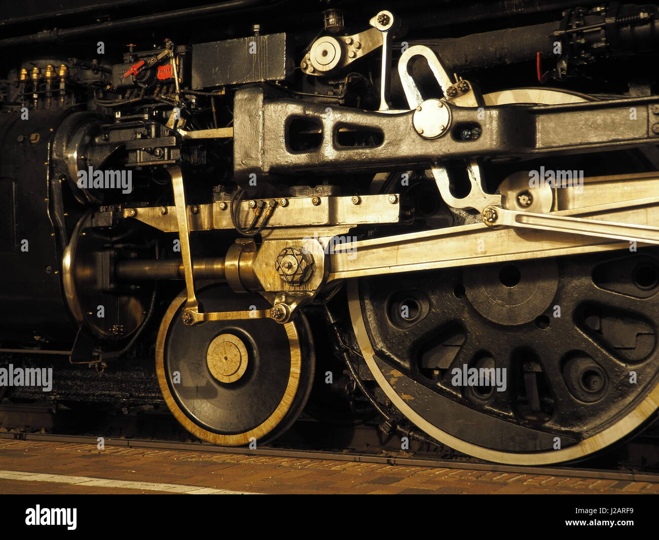 Union Pacific steam locomotive number 844 at night at the train depot ...