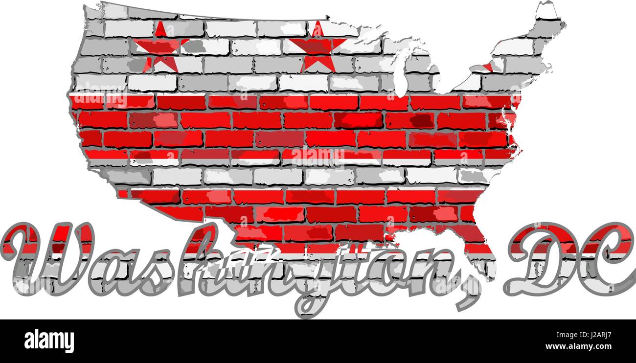 Washington, D.C. on a brick wall - Illustration, Font with the ...