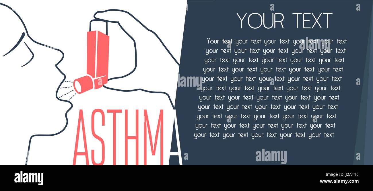 Concept of a patient with bronchial asthma in a linear style. Lung ...