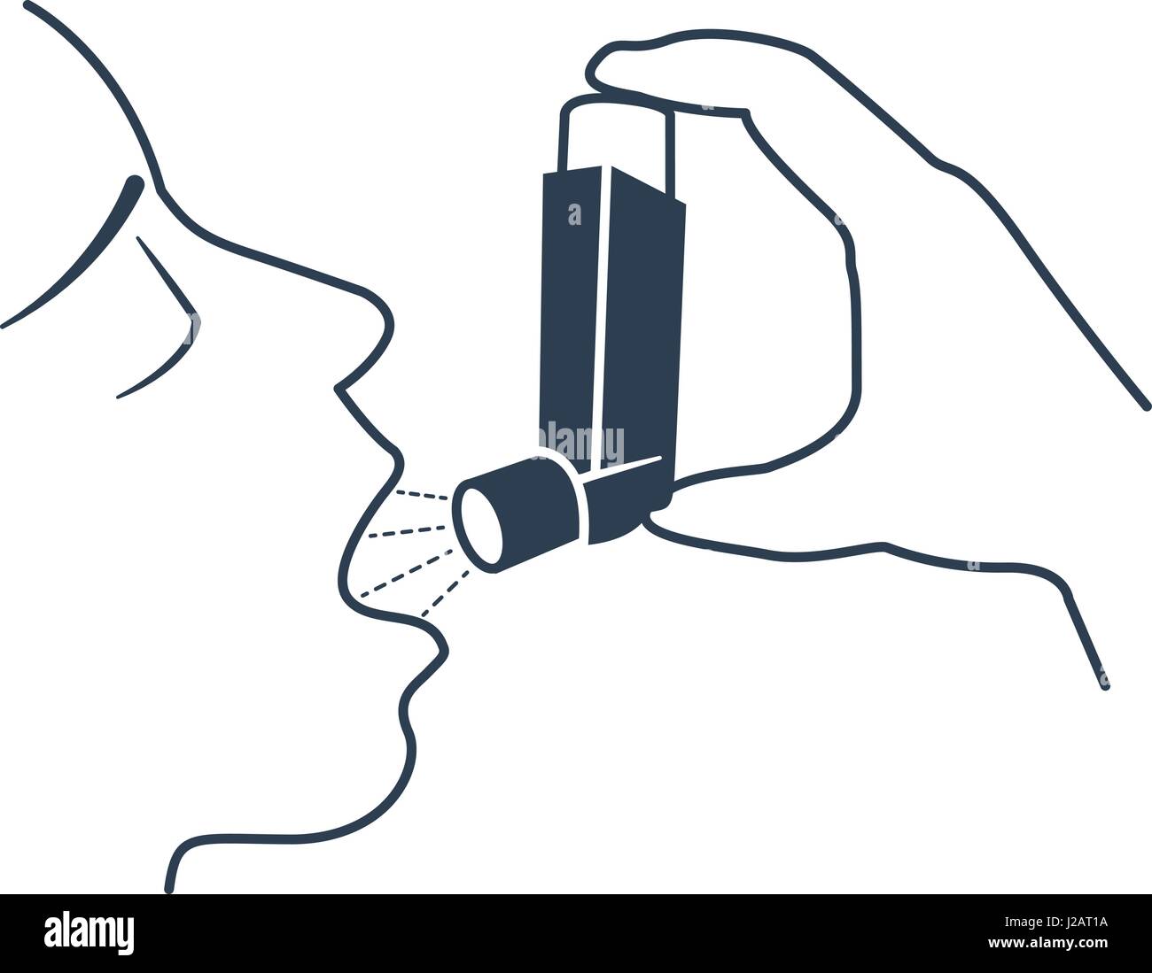 Icon of a patient with bronchial asthma in a linear style. The concept ...