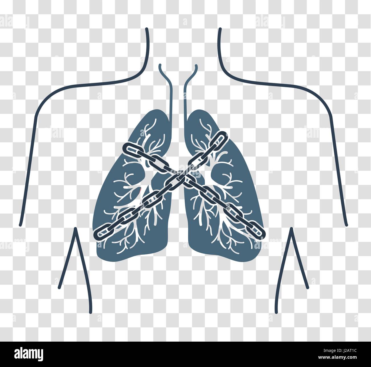 Icon of a patient with bronchial asthma in a linear style. The concept ...