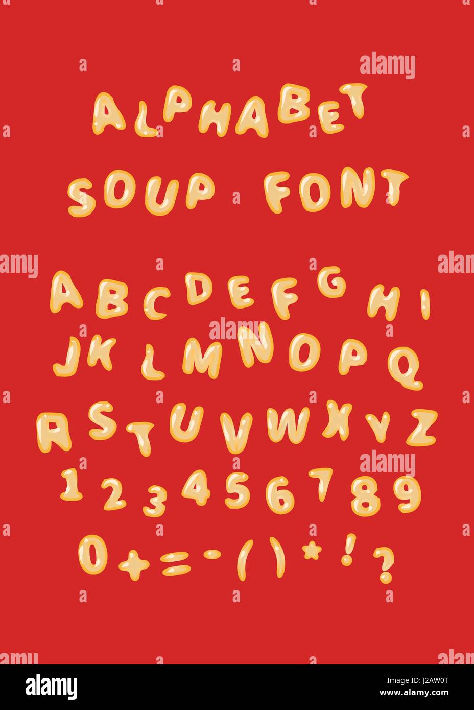 Alphabet soup font letters on red Stock Vector Image & Art - Alamy