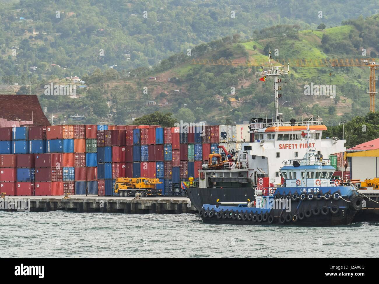 Container harbour in Dili, Timor-Leste, Dec. 31, 2016. | usage ...