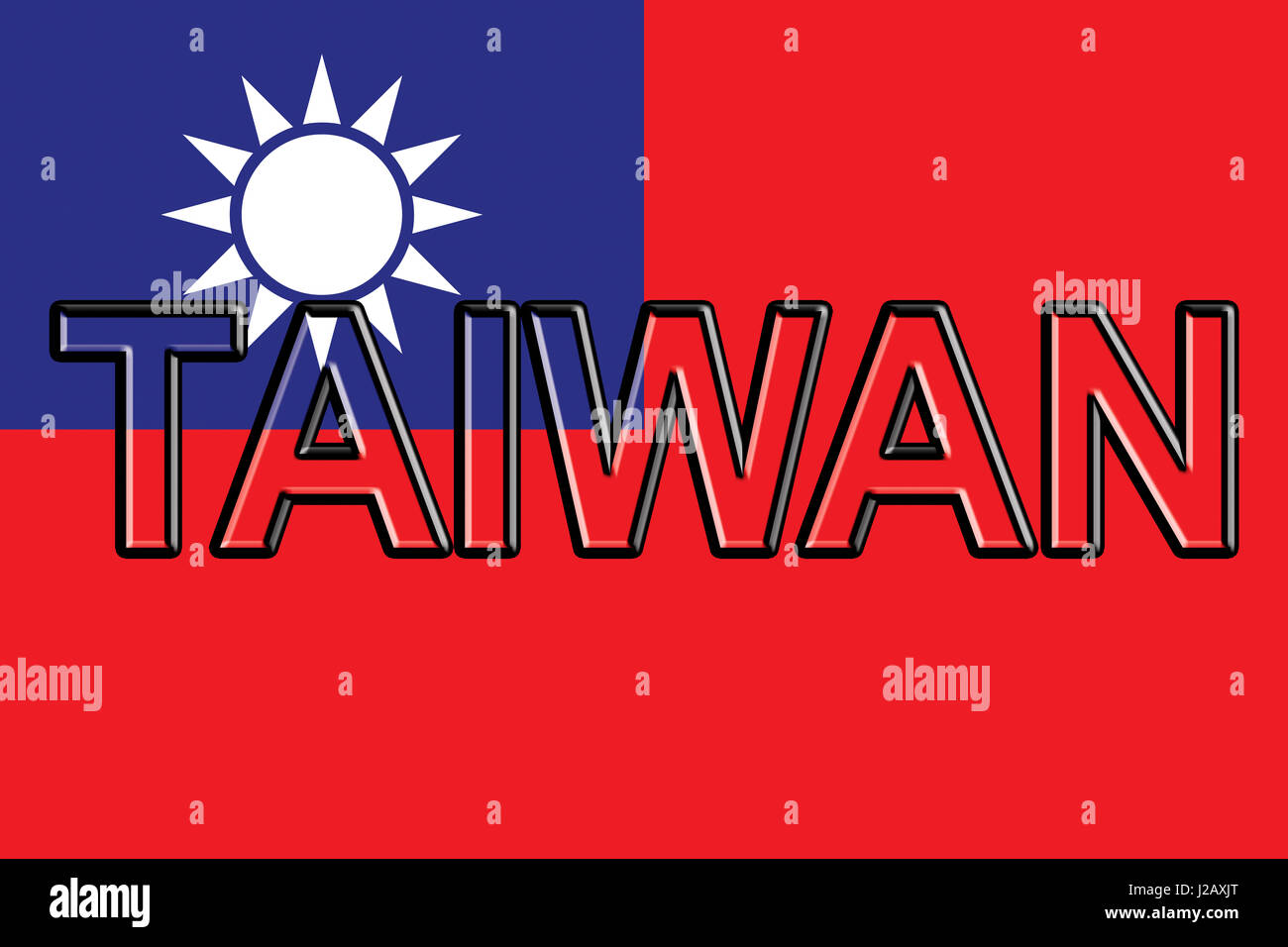 Illustration of the flag of Taiwan with the country written on the flag ...
