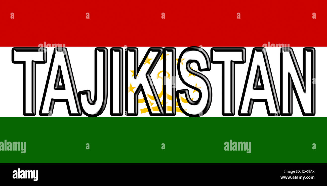 Illustration of the flag of Tajikistan with the country written on the ...
