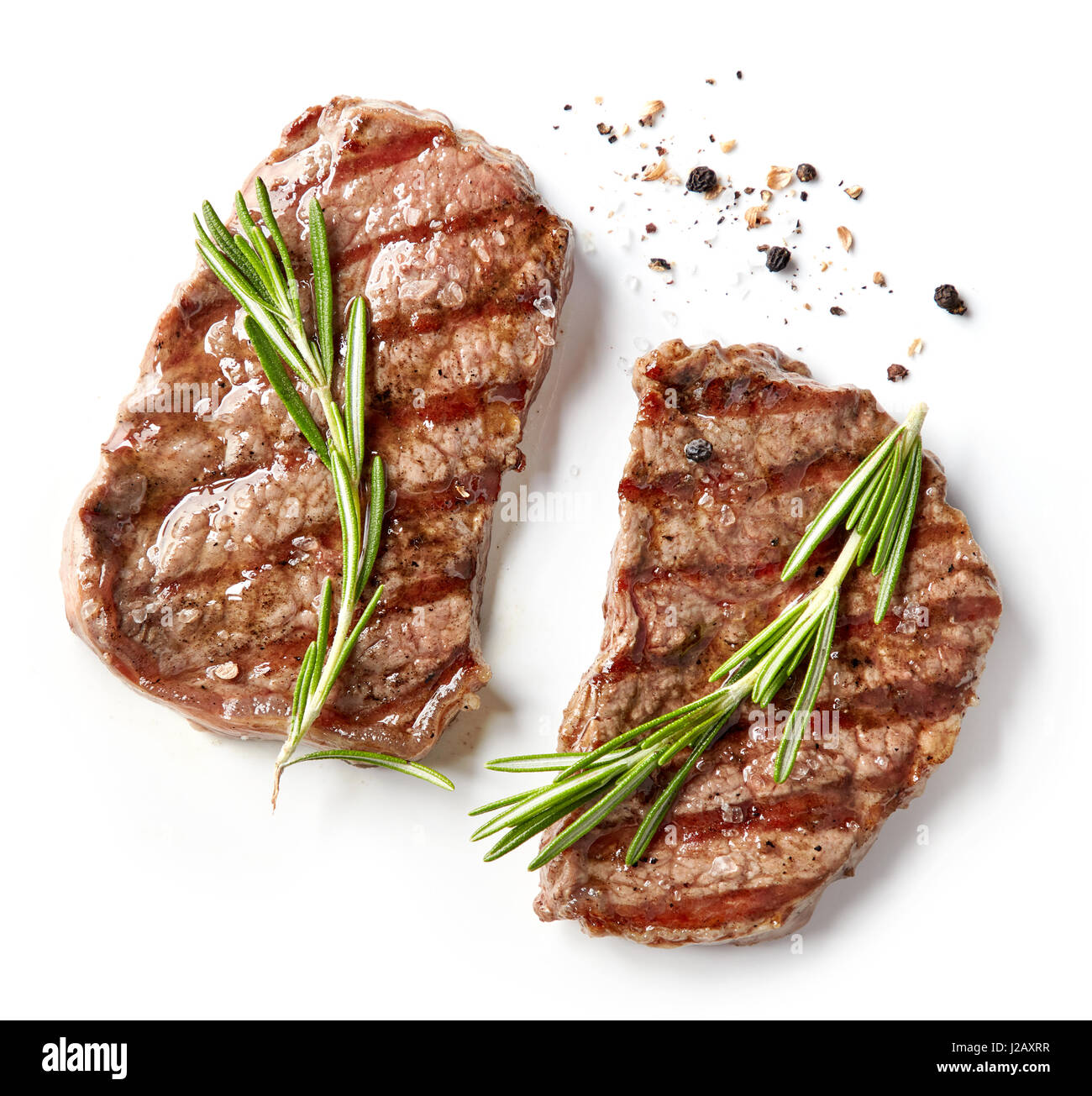 grilled beef steak isolated on white background, top view Stock Photo ...
