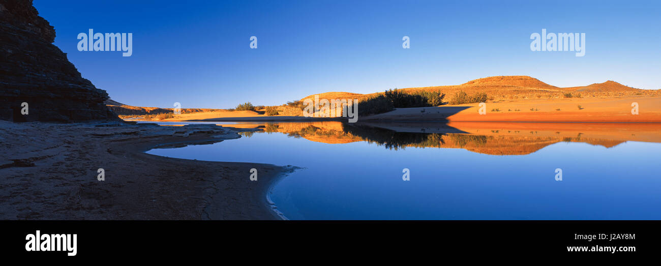 Panoramic view of lake against clear blue sky, Fish River Canyon, Fish ...