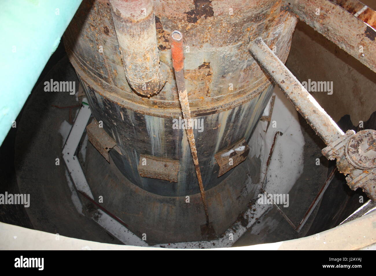 Chemical plant destruction. Technical department. Photo for your design ...