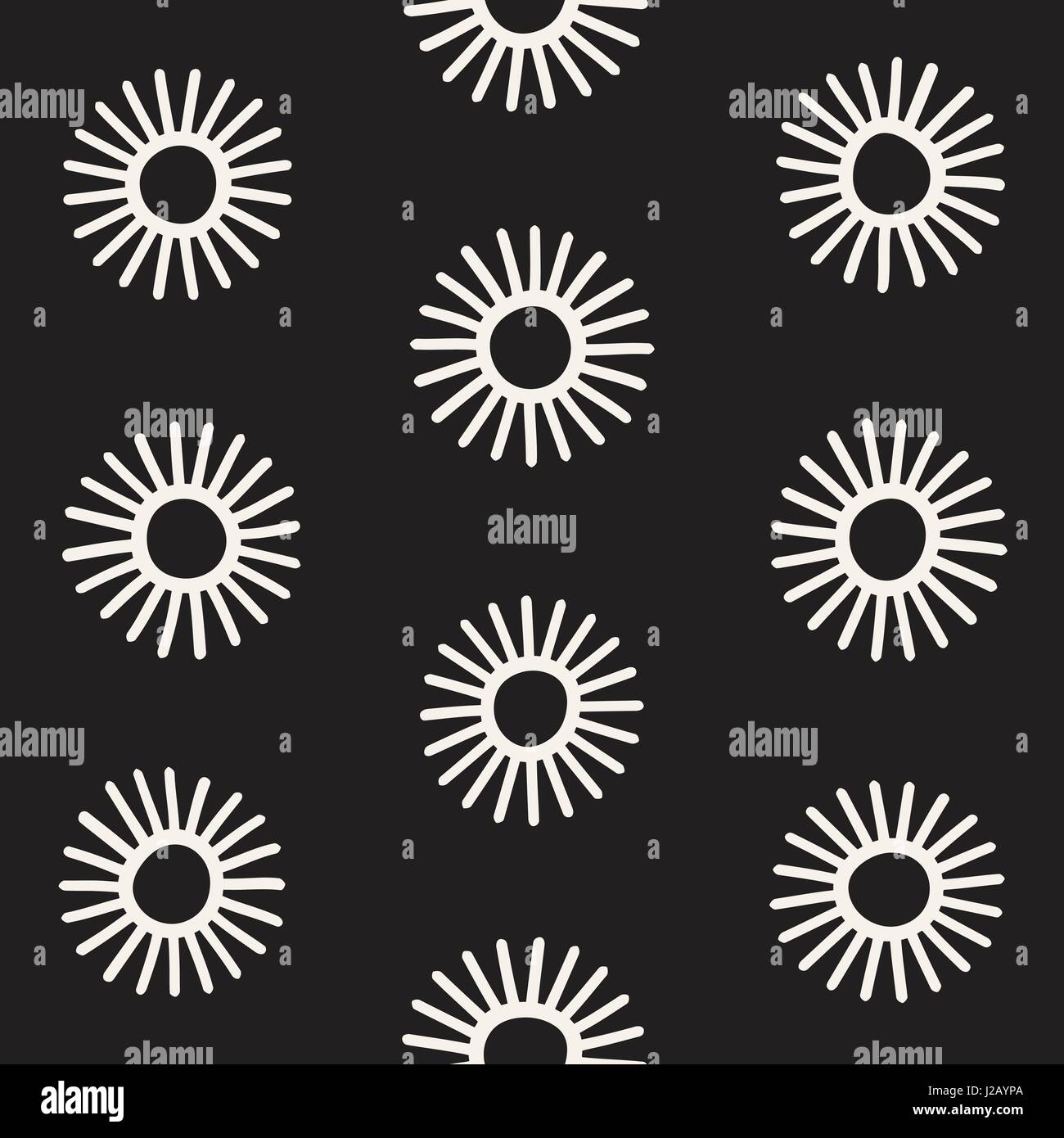 Vector seamless sunburst shapes freehand pattern. Abstract background ...