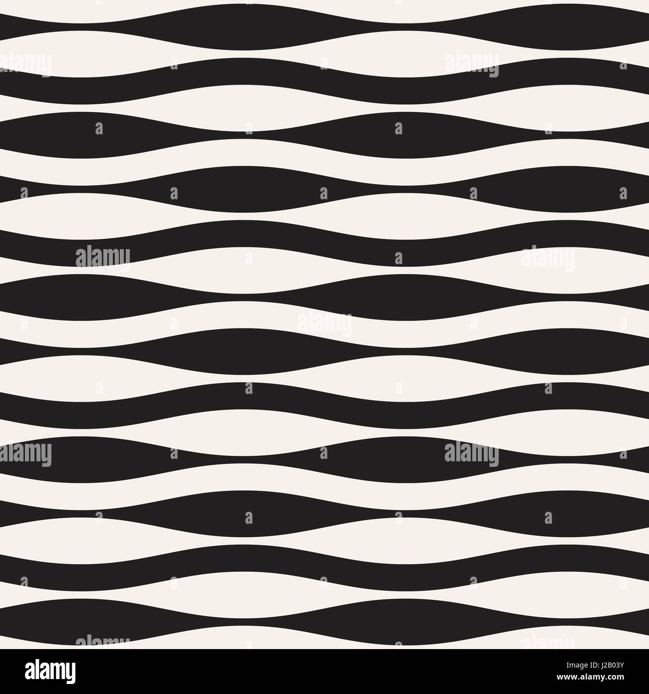 Wavy stripes vector seamless pattern. Retro abstract wavy texture ...