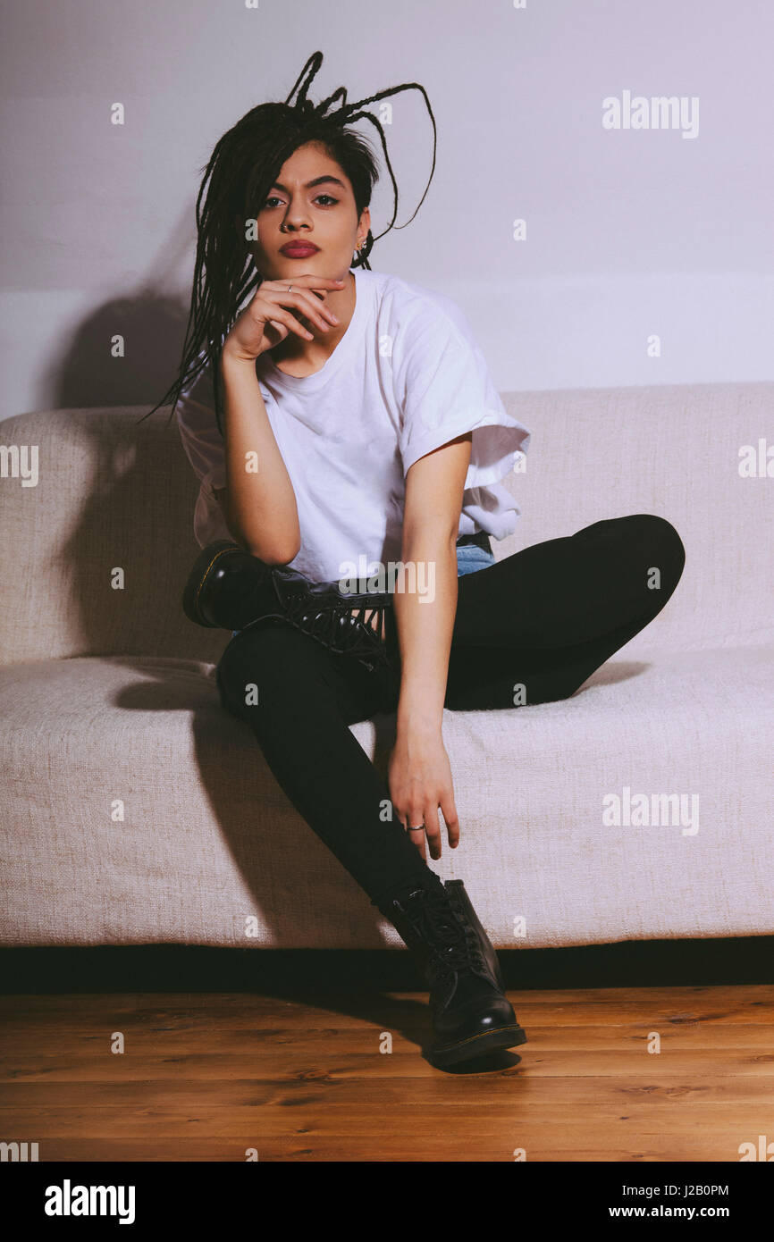 Shot beautiful woman sitting hi-res stock photography and images - Alamy