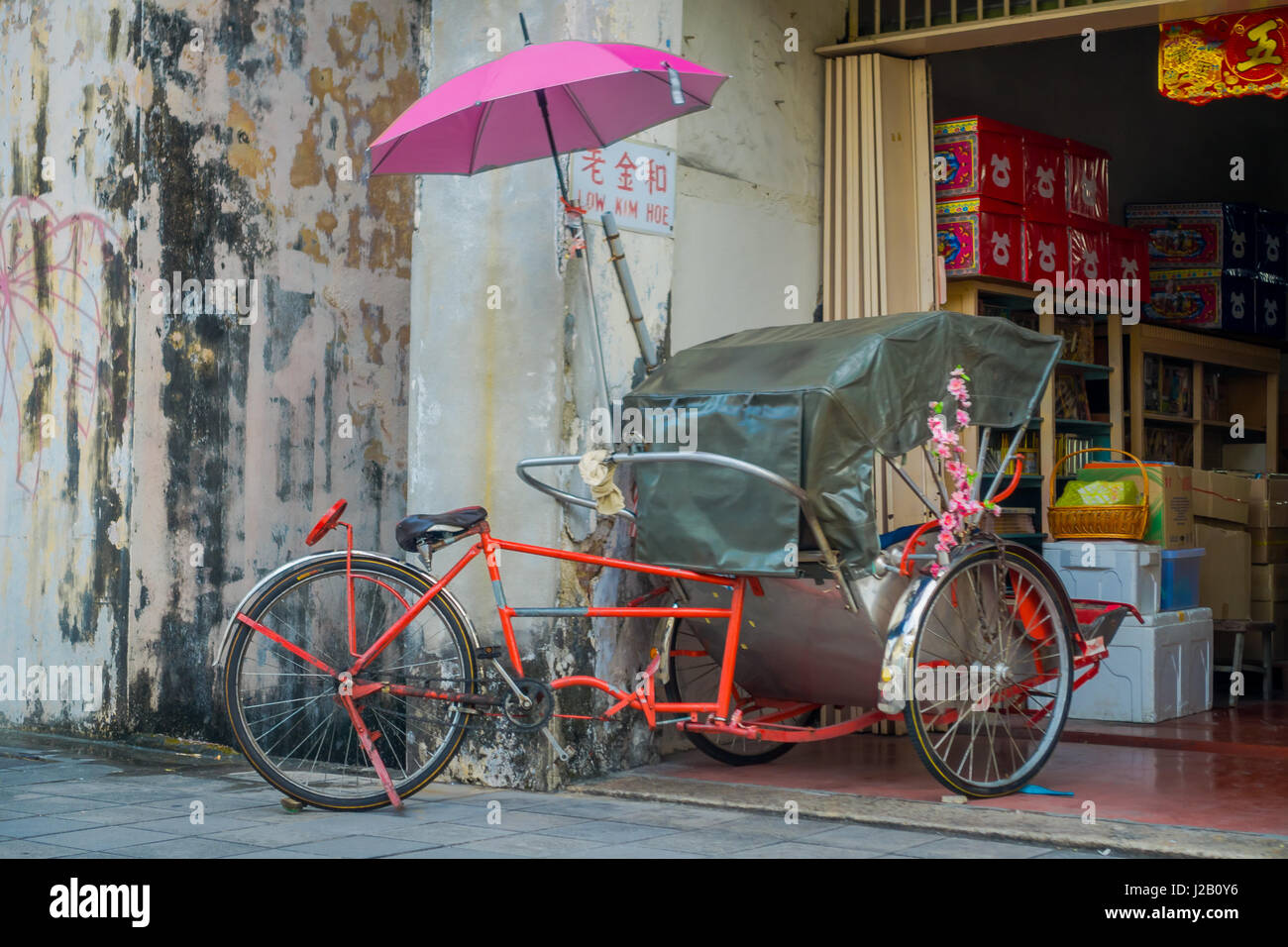 Old vintage bicycle rickshaw in Malaysia Stock Photo - Alamy