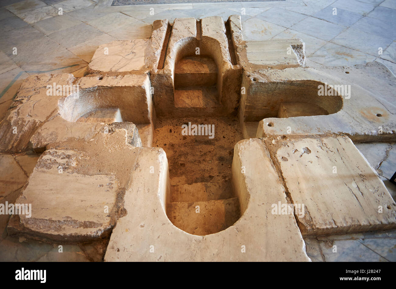 Sixth century Byzantine Roman Christian walk in Baptismal font made ...