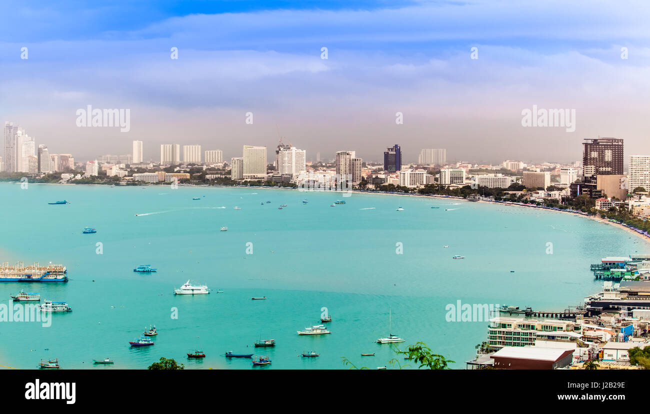 Beautiful gulf and city landscape of Pattaya, Thailand Stock Photo - Alamy