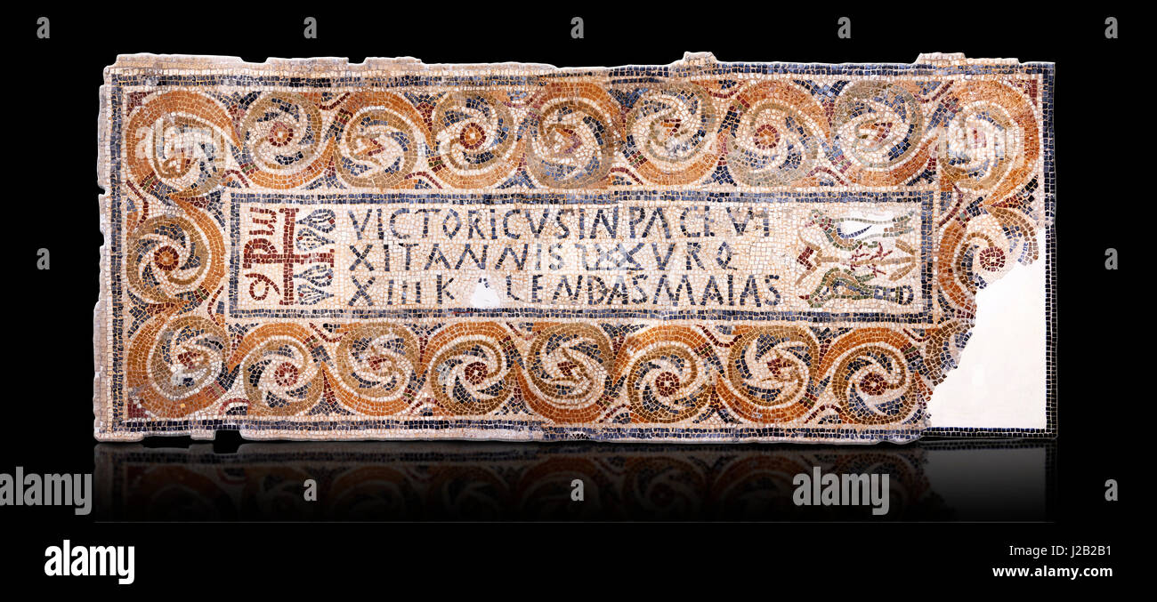 Fifth century Roman Christian funerary mosaic dedicated to Leontia. The ...