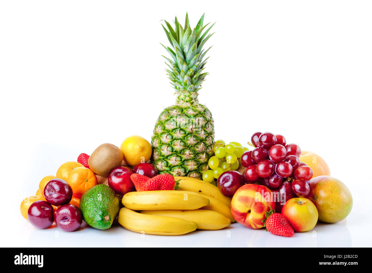 Fresh fruits isolated on a white . Set of different fresh fruits Stock ...