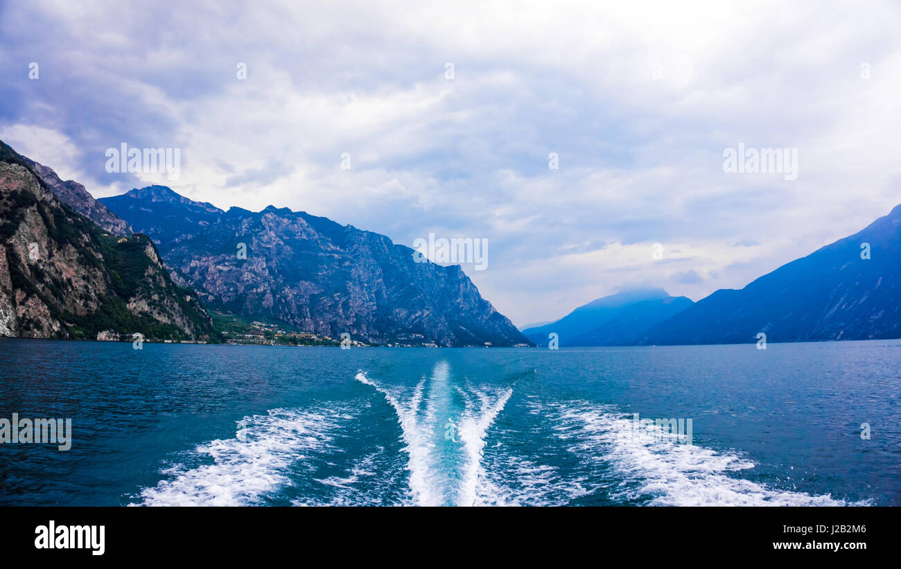 Water in the back of high speed boat Stock Photo - Alamy