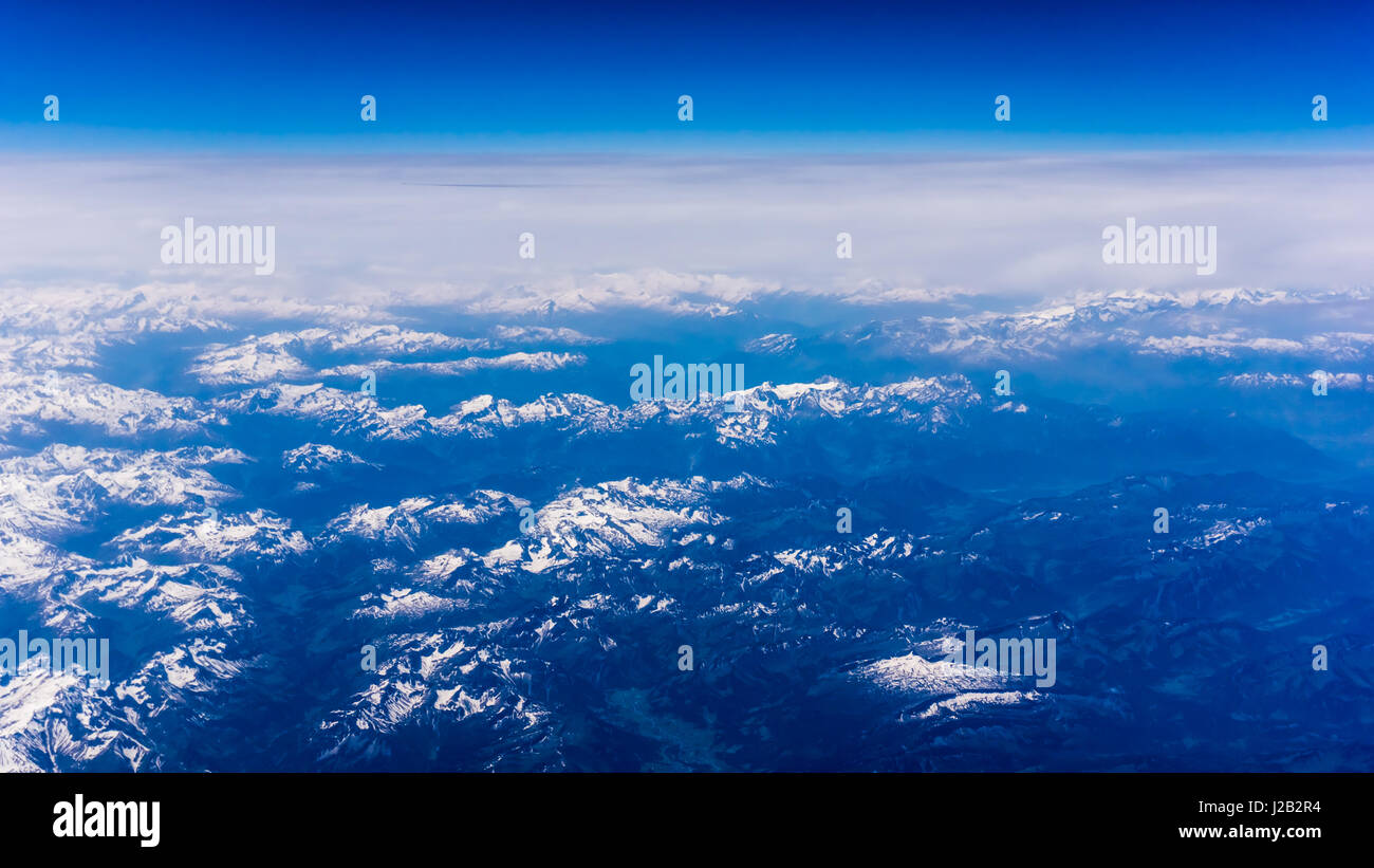 Landscape of Mountain. view from the airplane window . height of 10 000 ...