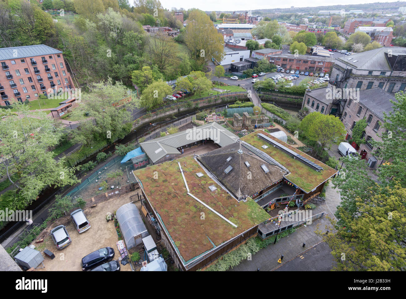 Ouseburn farm, seen from above, Newcastle upon Tyne, England, UK Stock ...