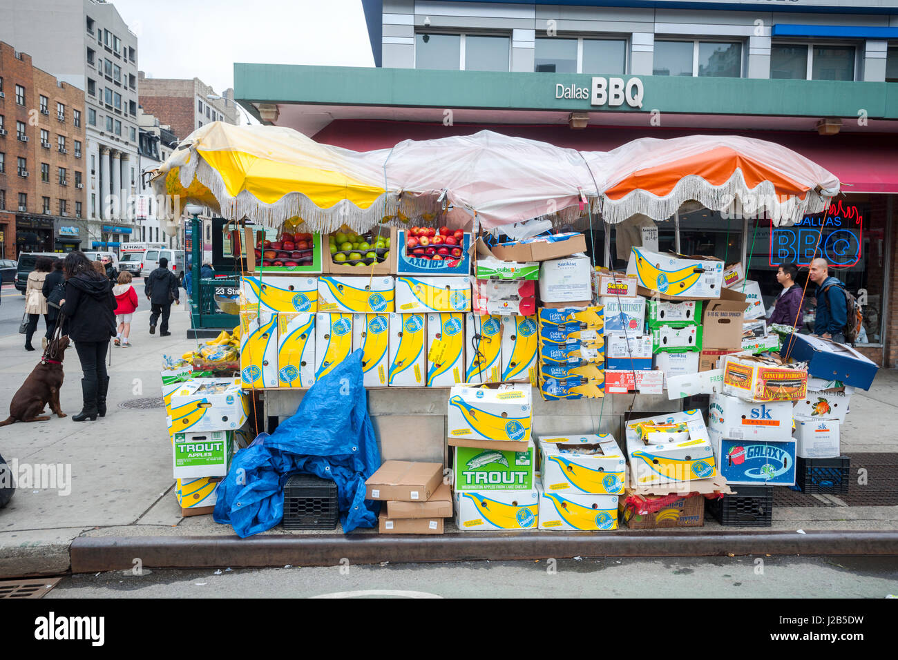 A fruit and vegetable stand in the Chelsea neighborhood of New York on ...