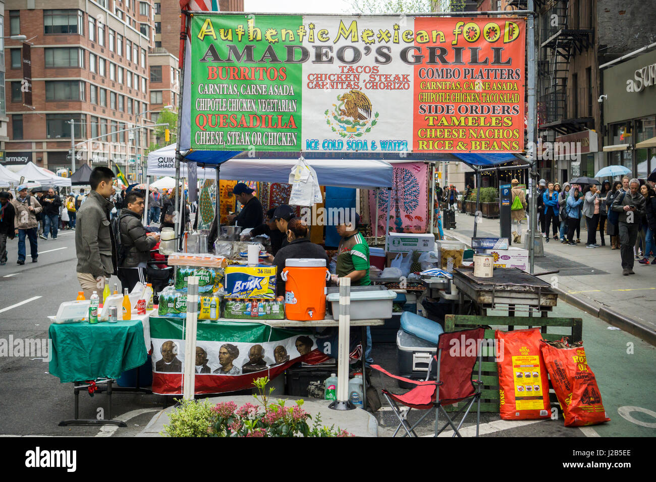 A stand selling authentic Mexican food at a street fair in Chelsea in ...