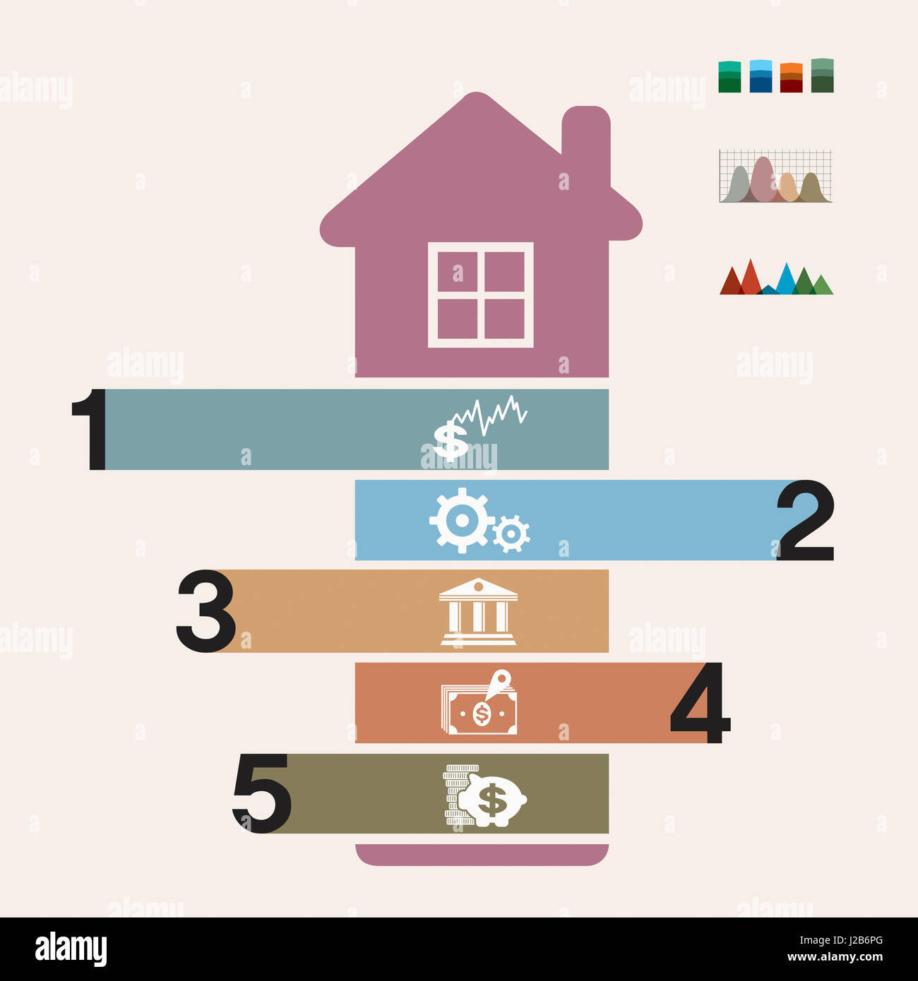 Infographic building and bar graphs Stock Photo - Alamy