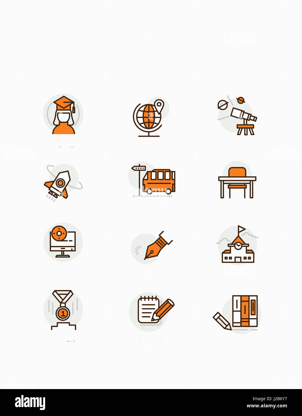 Set of orange icons Stock Photo - Alamy