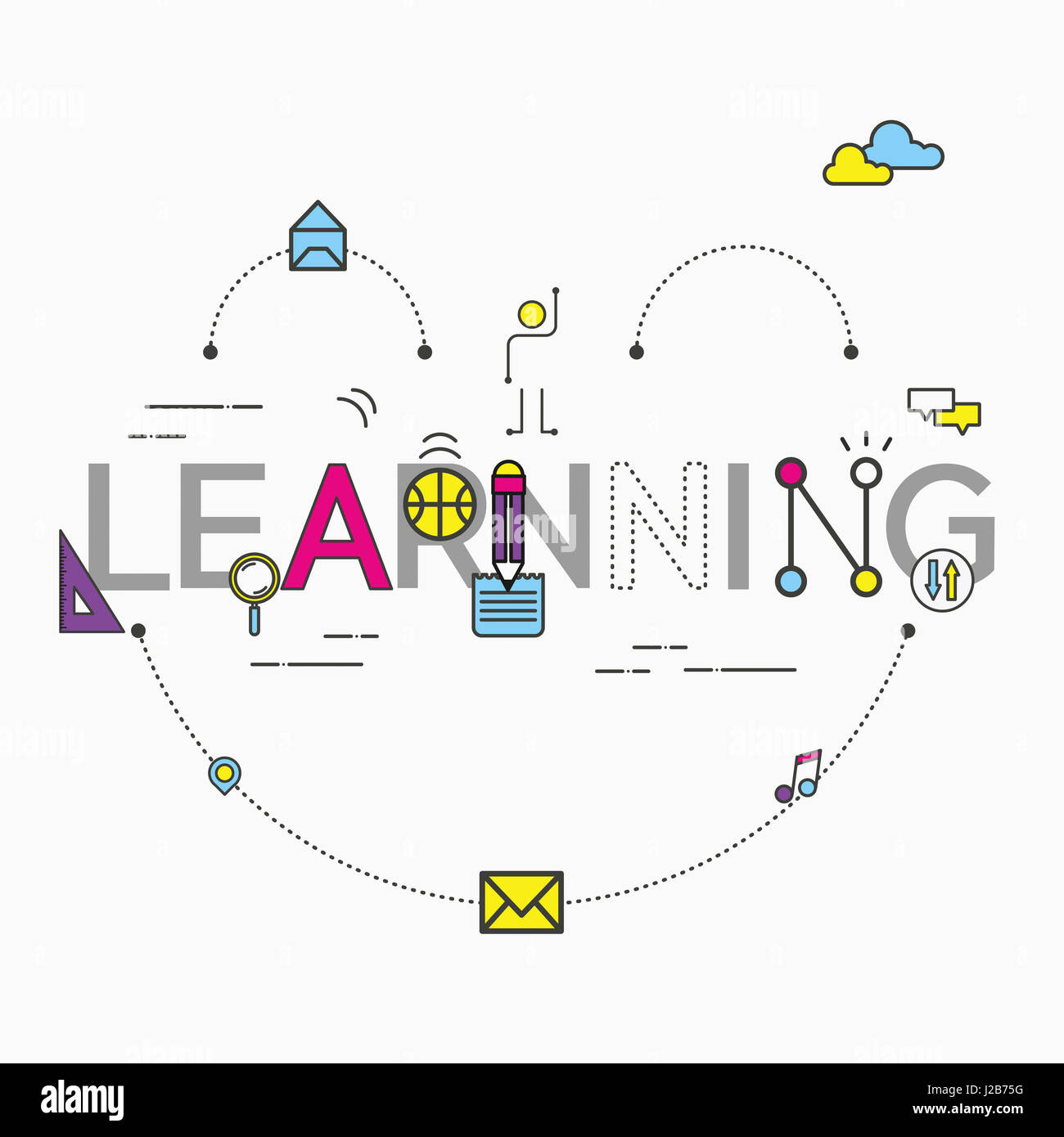 Typographic English letters for LEARNING Stock Photo - Alamy