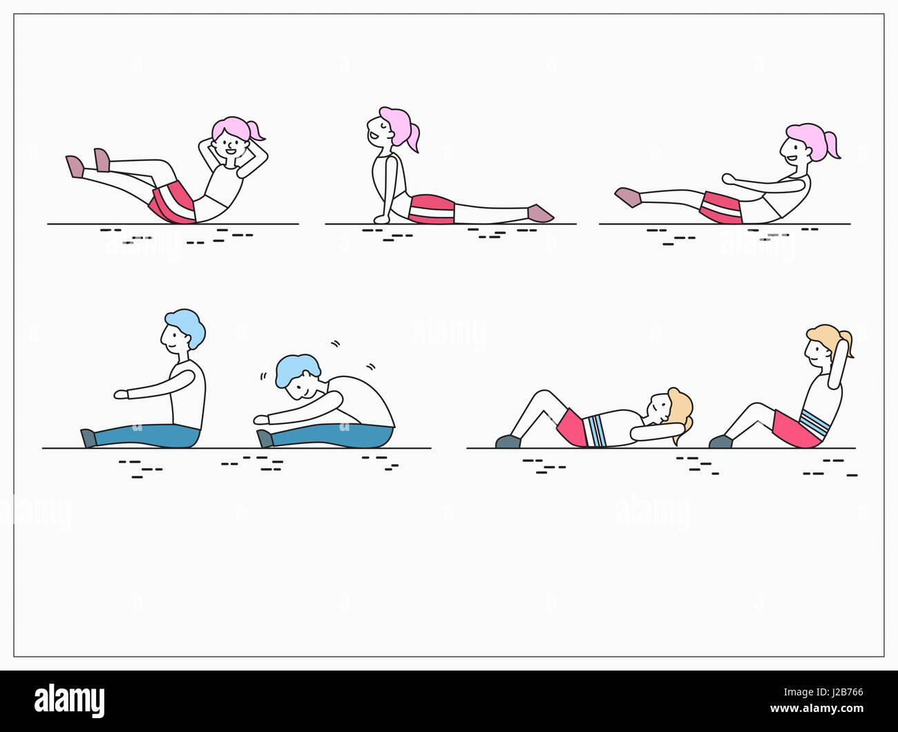 Various positions of stretching Stock Photo - Alamy