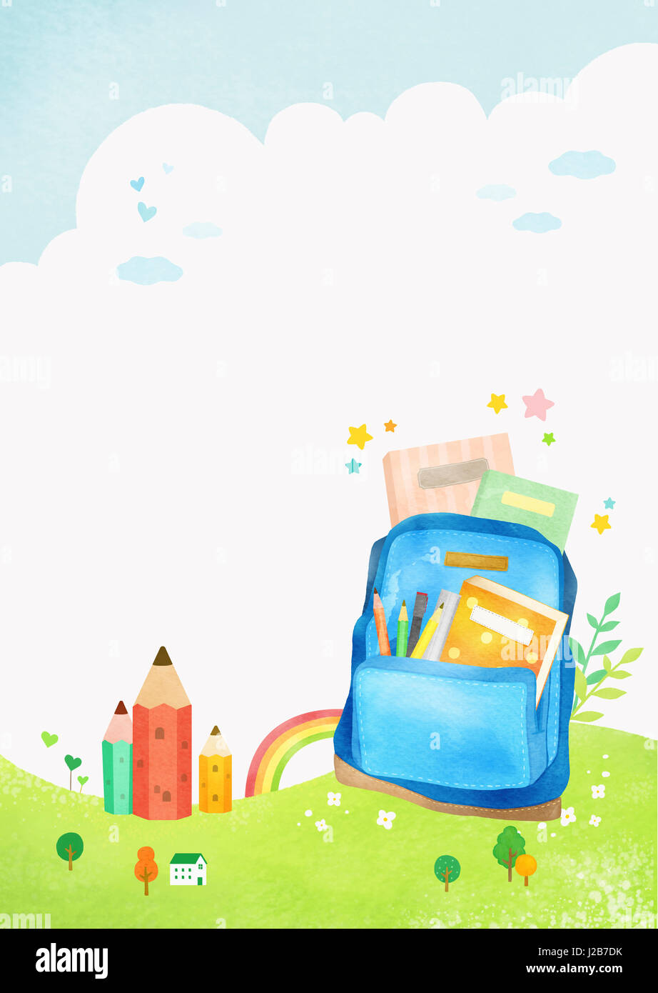 Copy space with school supplies Stock Photo - Alamy