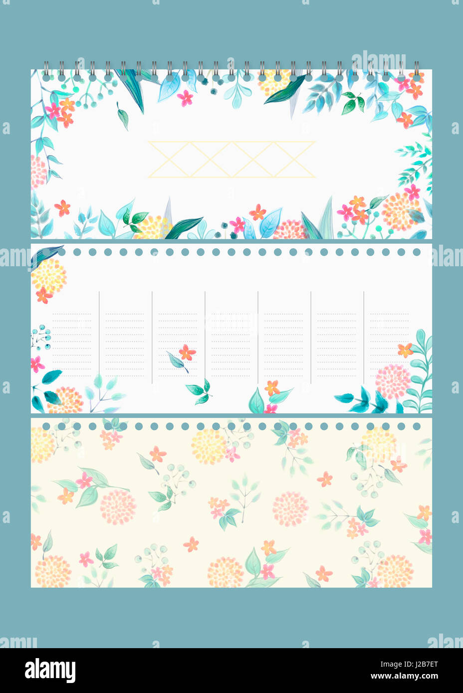 Diary design with flower patterns Stock Photo - Alamy