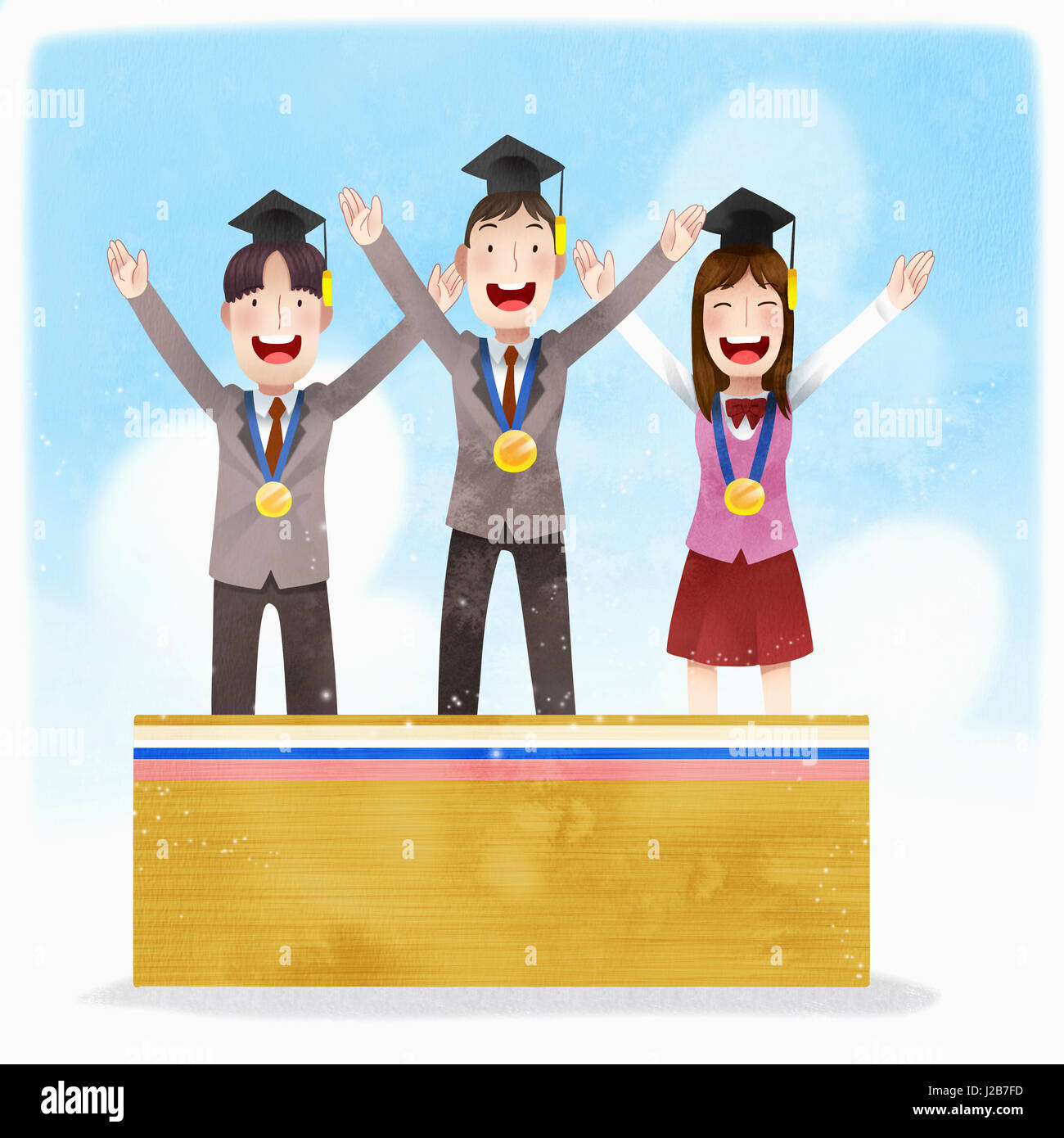 Smiling successful school students Stock Photo - Alamy