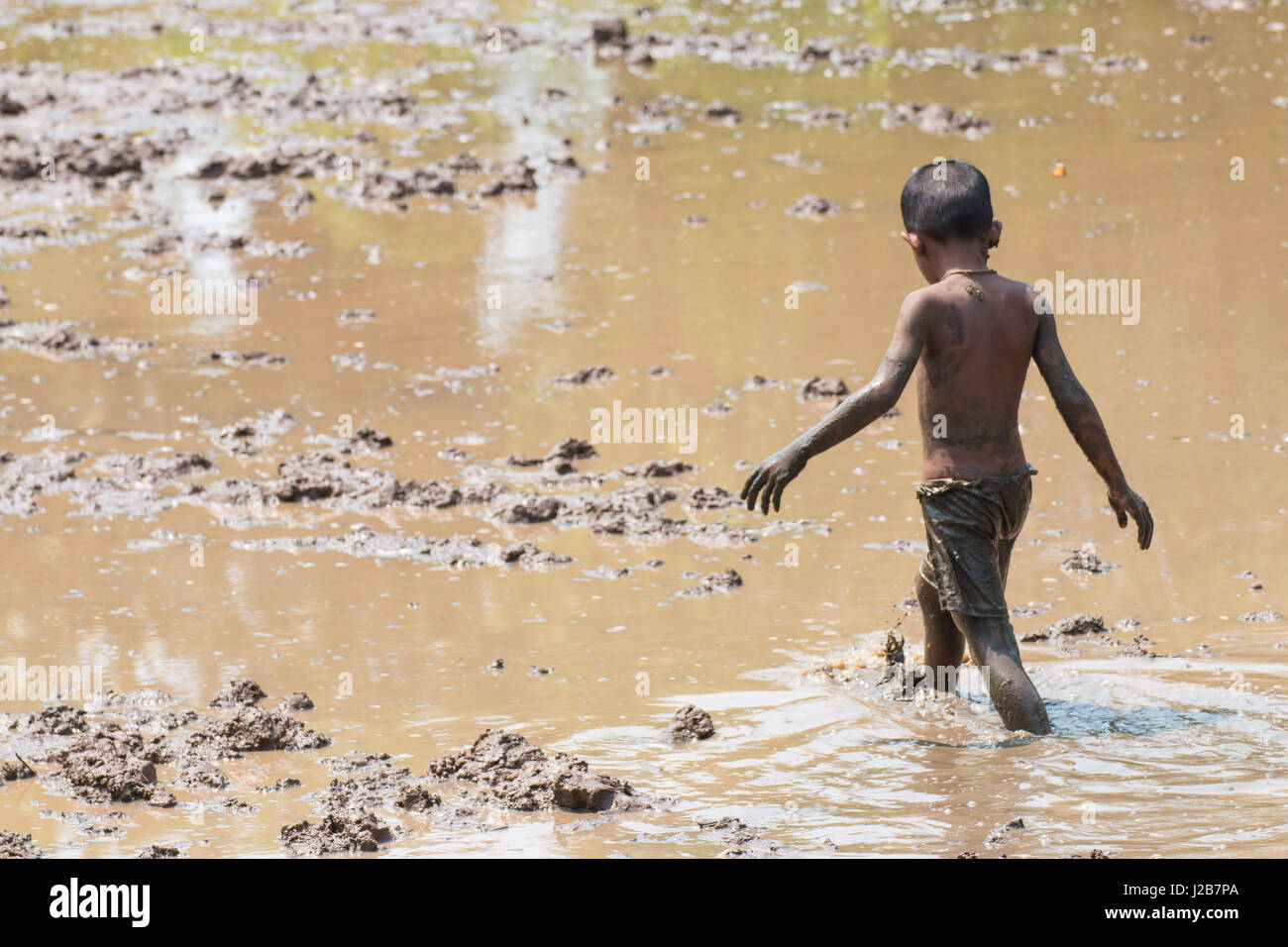 Fishing for children The water in a dry place outside the town, happily ...