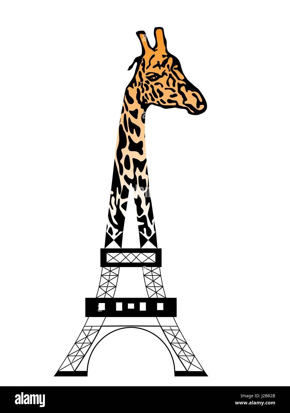 Eiffel tower as fun giraffe vector illustration Stock Vector Image ...